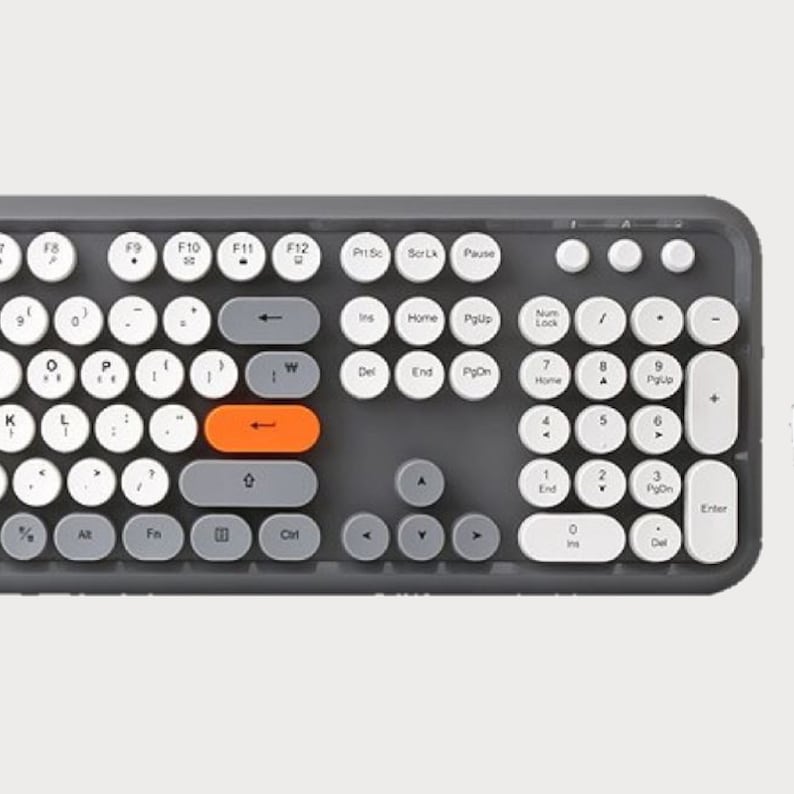 Retro Bluetooth Korean Keyboard & Mouse Set, Pink and Gray Color ...