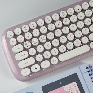 Wireless TKL Korean Keyboard, Hangul Cute Round Keycaps, Membrane ...