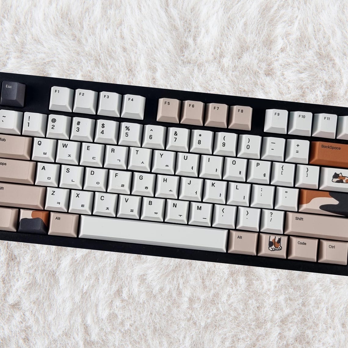 132 Keys Warm Cat Korean Keycap Set, PBT, Cherry, Hangul Keycaps Kor ...