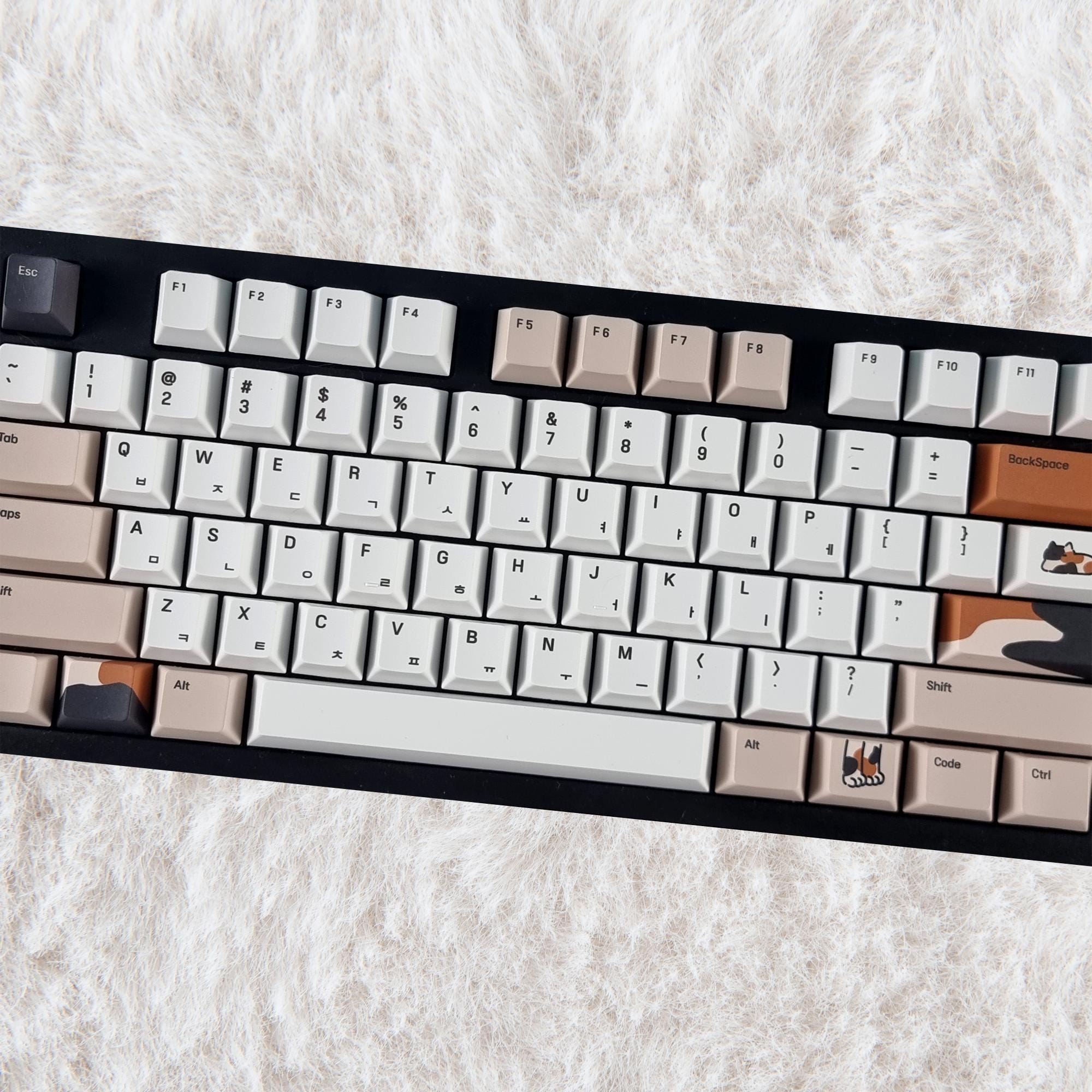 132 Keys Warm Cat Korean Keycap Set, PBT, Cherry, Hangul Keycaps Kor ...