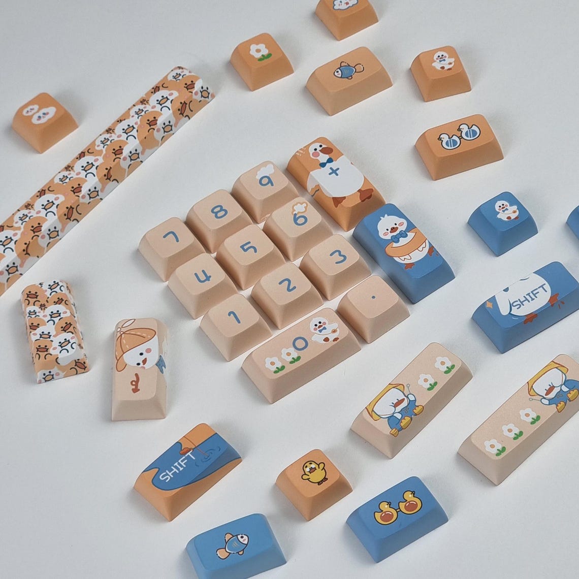 144 Keys Ducky Pop Korean Keycap Set, PBT, XDA Hangul Keycaps in Orange ...