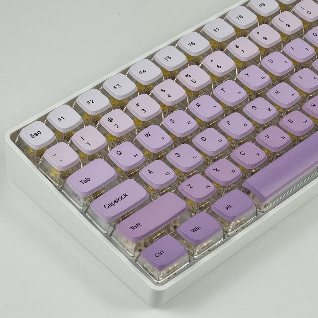 122 Keys Purple Gradient Korean Keycap Set, MAS, PBT, Transparent Side ...