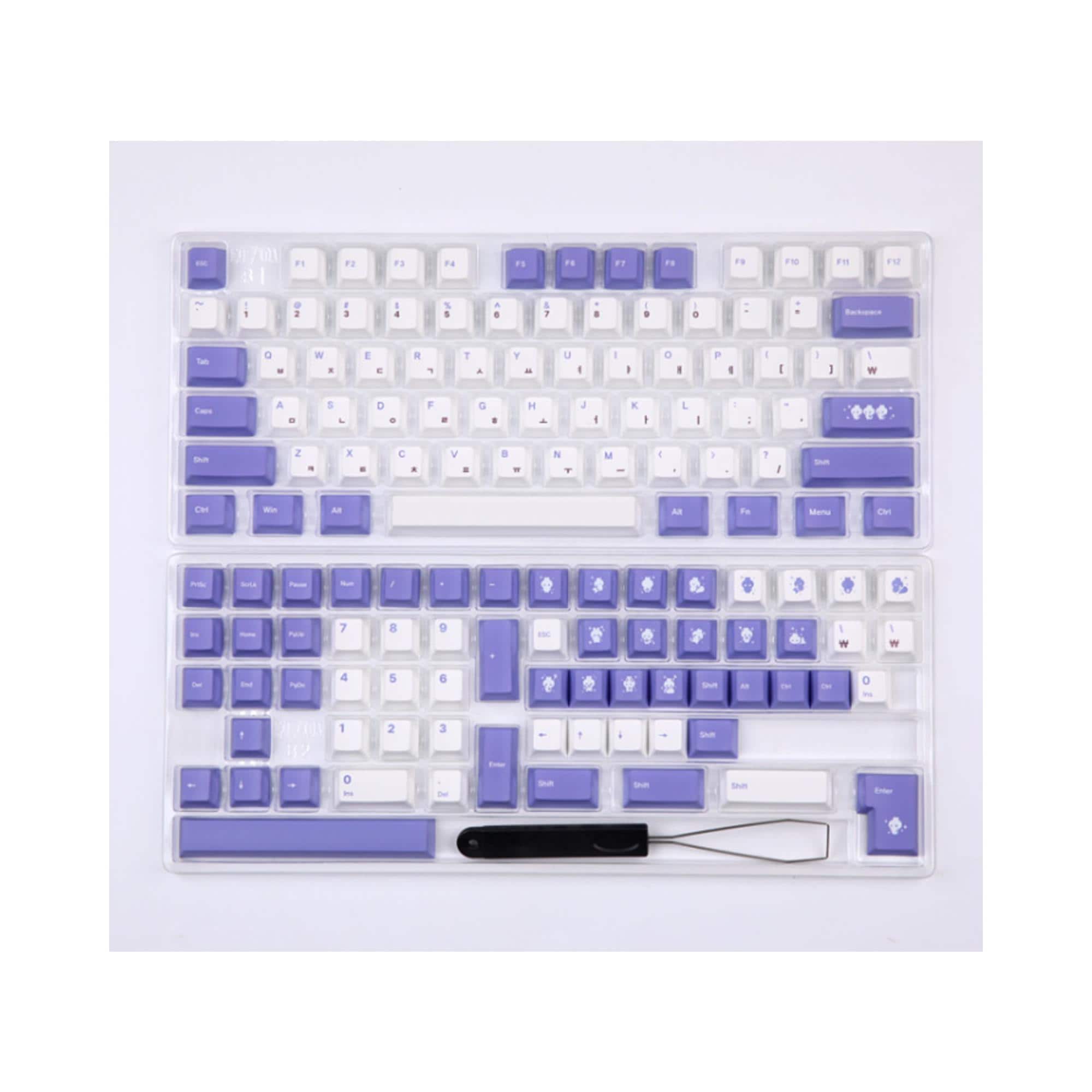 139 Keys Midnight Bunny Korean Keycap Set, PBT, Cherry, Purple and ...