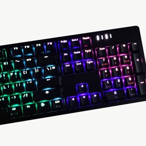 108 Keys Korean Keycap Set, Black/white, PBT, Led-transmissive, Double ...