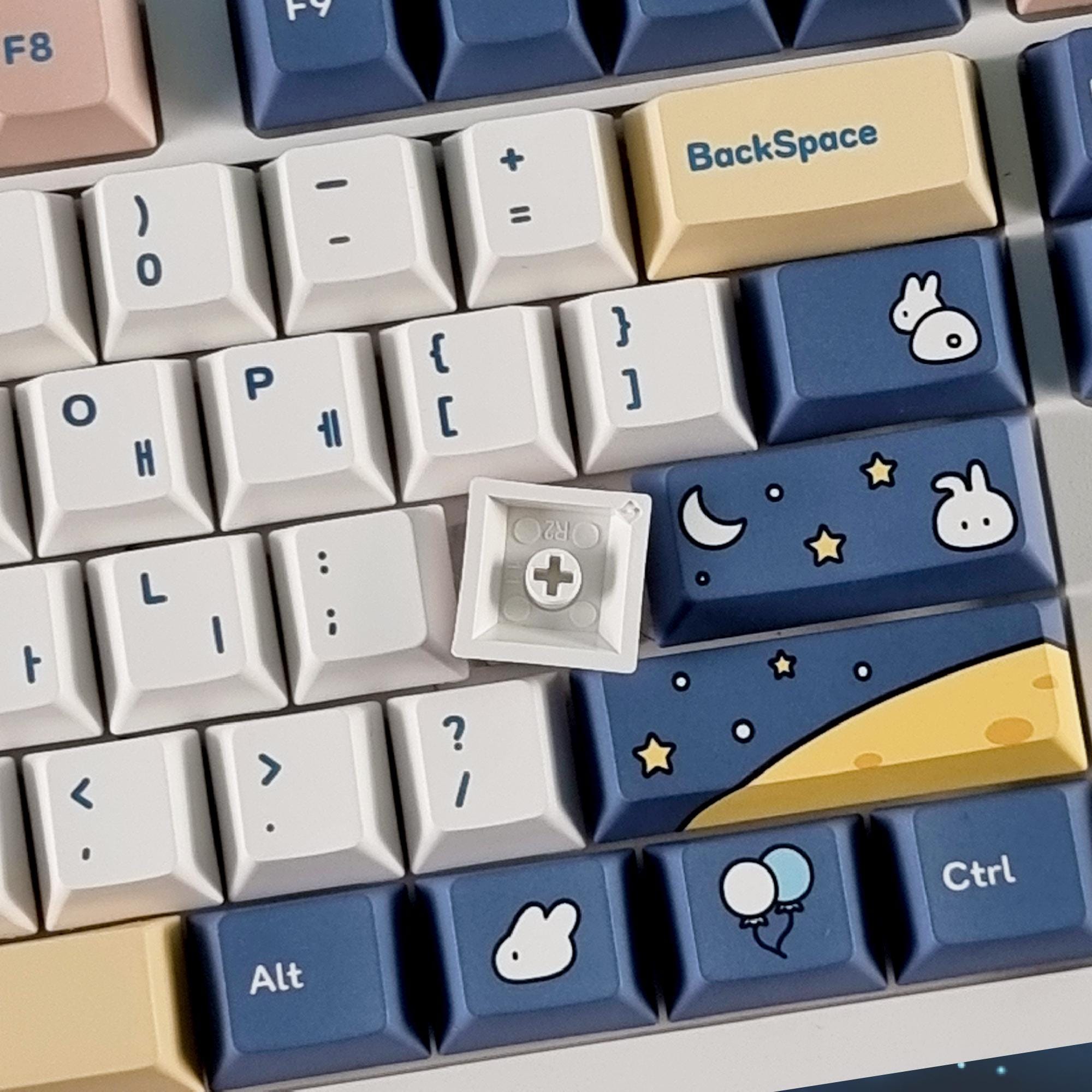 139 Keys Moon Rabbit Korean Keycap Set, Cherry, PBT, Hangul Keycaps Kor ...