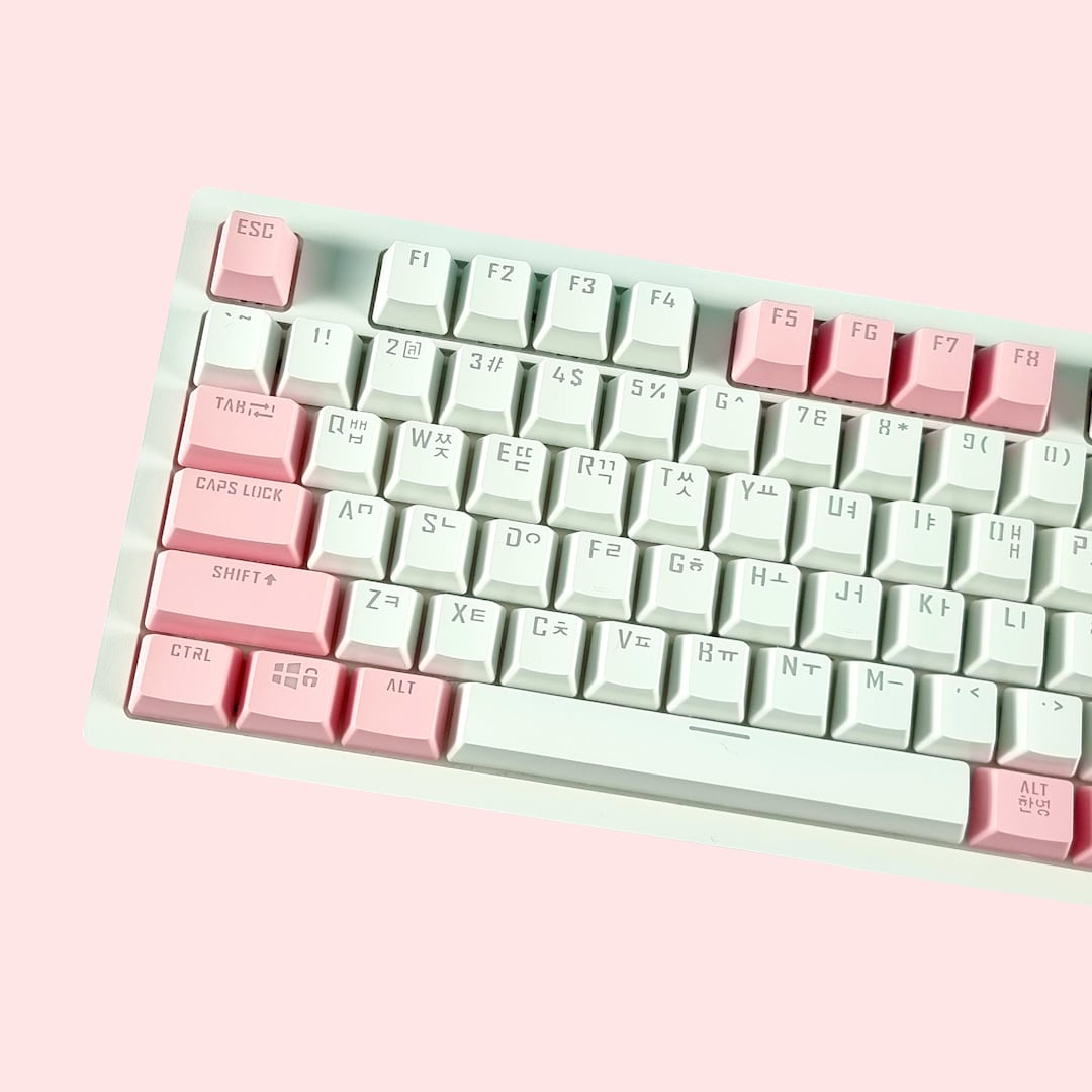 104 Keys Strawberry Milk Korean Keycap Set, PBT, LED Transmissive ...