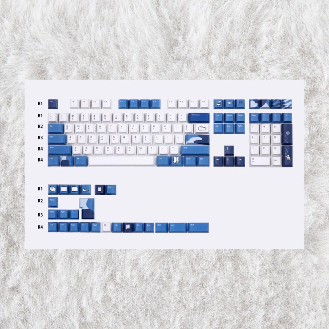 132 Keys Cool Cat Korean Keycap Set, PBT, Cherry, Hangul Keycaps Kor ...