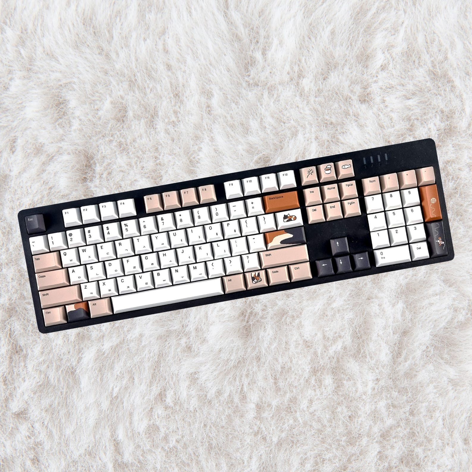 132 Keys Warm Cat Korean Keycap Set, PBT, Cherry, Hangul Keycaps Kor ...
