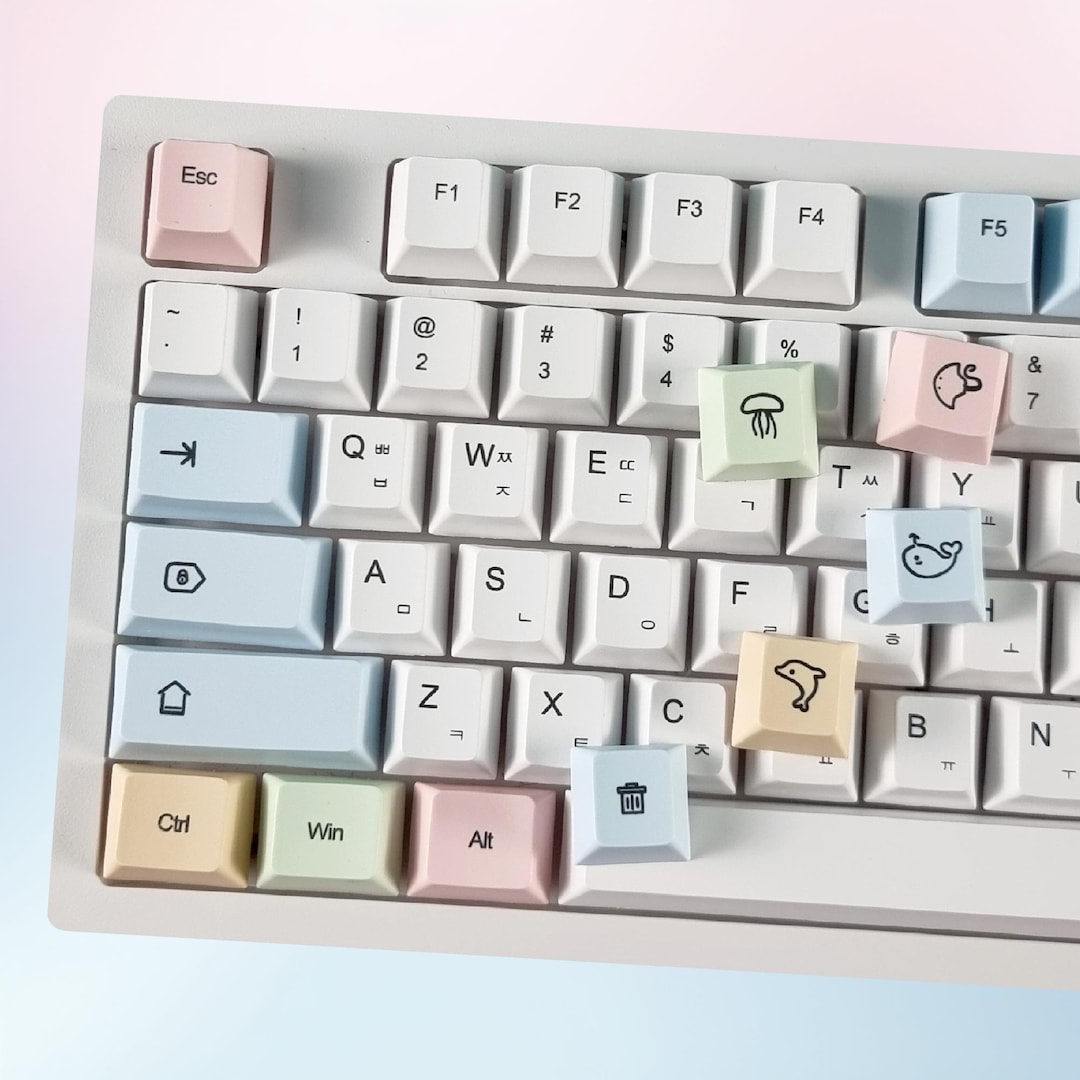139 Keys Ocean Pastels Korean Keycap Set, PBT, Hangul Keycaps Korean ...