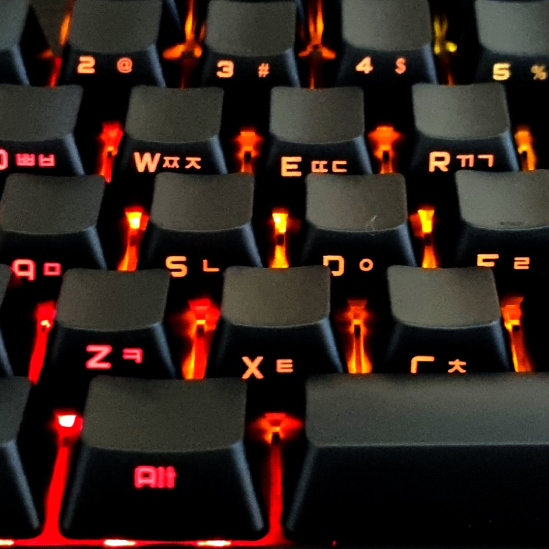 104 Keys Side Printed Korean Keycap Set, Black/white, ABS, Led ...