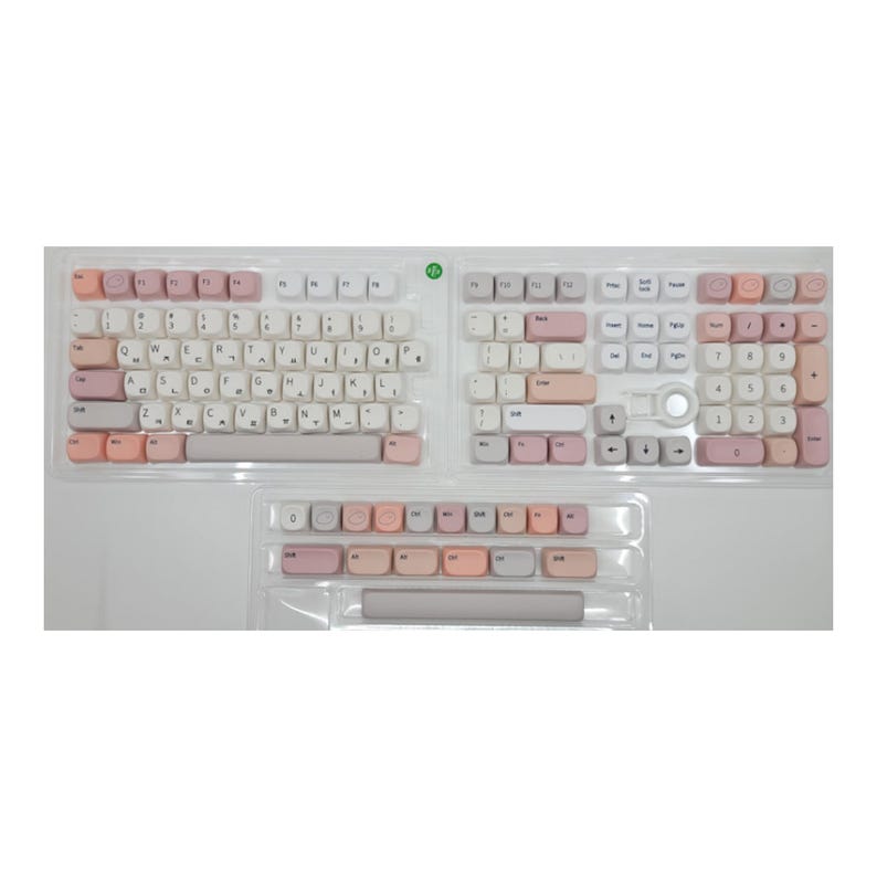 126 Keys Pale Blossom Pebble Korean Keycap Set, Warm Pink Hangul ...