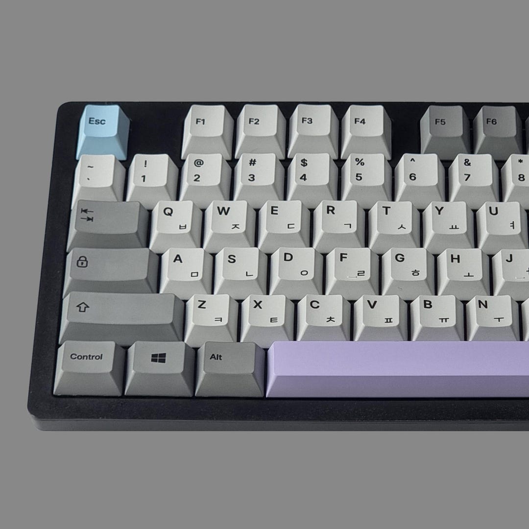 108 Keys Muted Gray Korean Keycap Set, PBT, Cherry, Hangul Keycaps ...