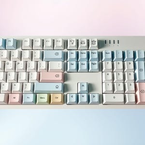 139 Keys Ocean Pastels Korean Keycap Set, PBT, Hangul Keycaps Korean ...