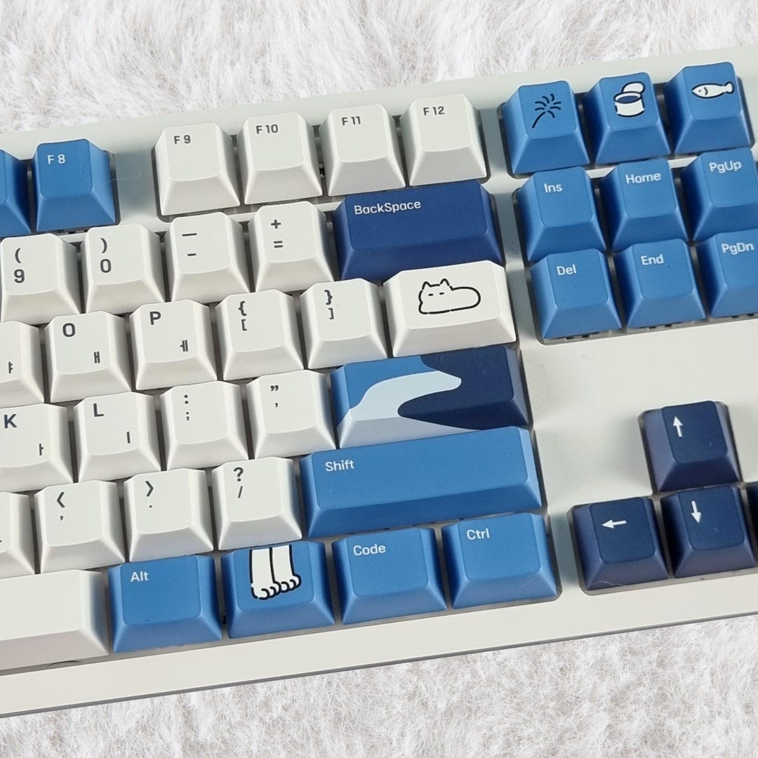 132 Keys Cool Cat Korean Keycap Set, PBT, Cherry, Hangul Keycaps Kor ...