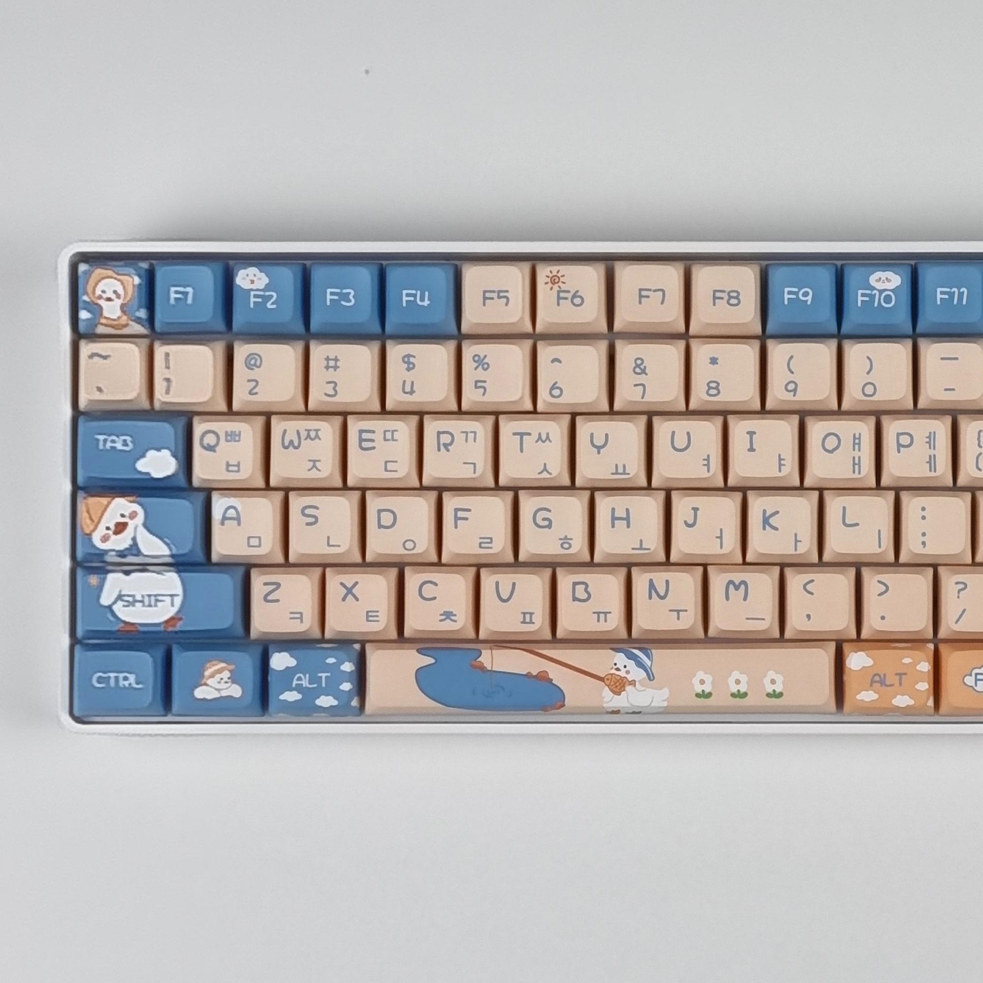144 Keys Ducky Pop Korean Keycap Set, PBT, XDA Hangul Keycaps in Orange ...