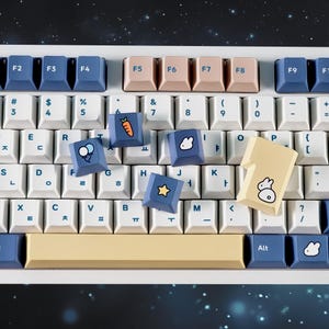 139 Keys Moon Rabbit Korean Keycap Set, Cherry, PBT, Hangul Keycaps Kor ...