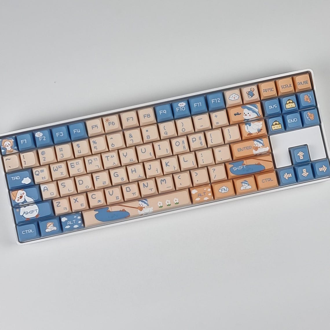 144 Keys Ducky Pop Korean Keycap Set, PBT, XDA Hangul Keycaps in Orange ...