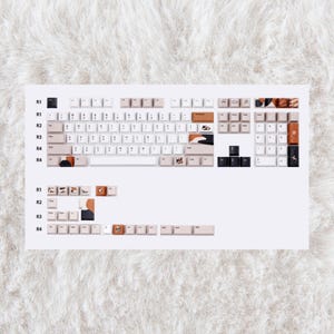 132 Keys Warm Cat Korean Keycap Set, PBT, Cherry, Hangul Keycaps Kor ...