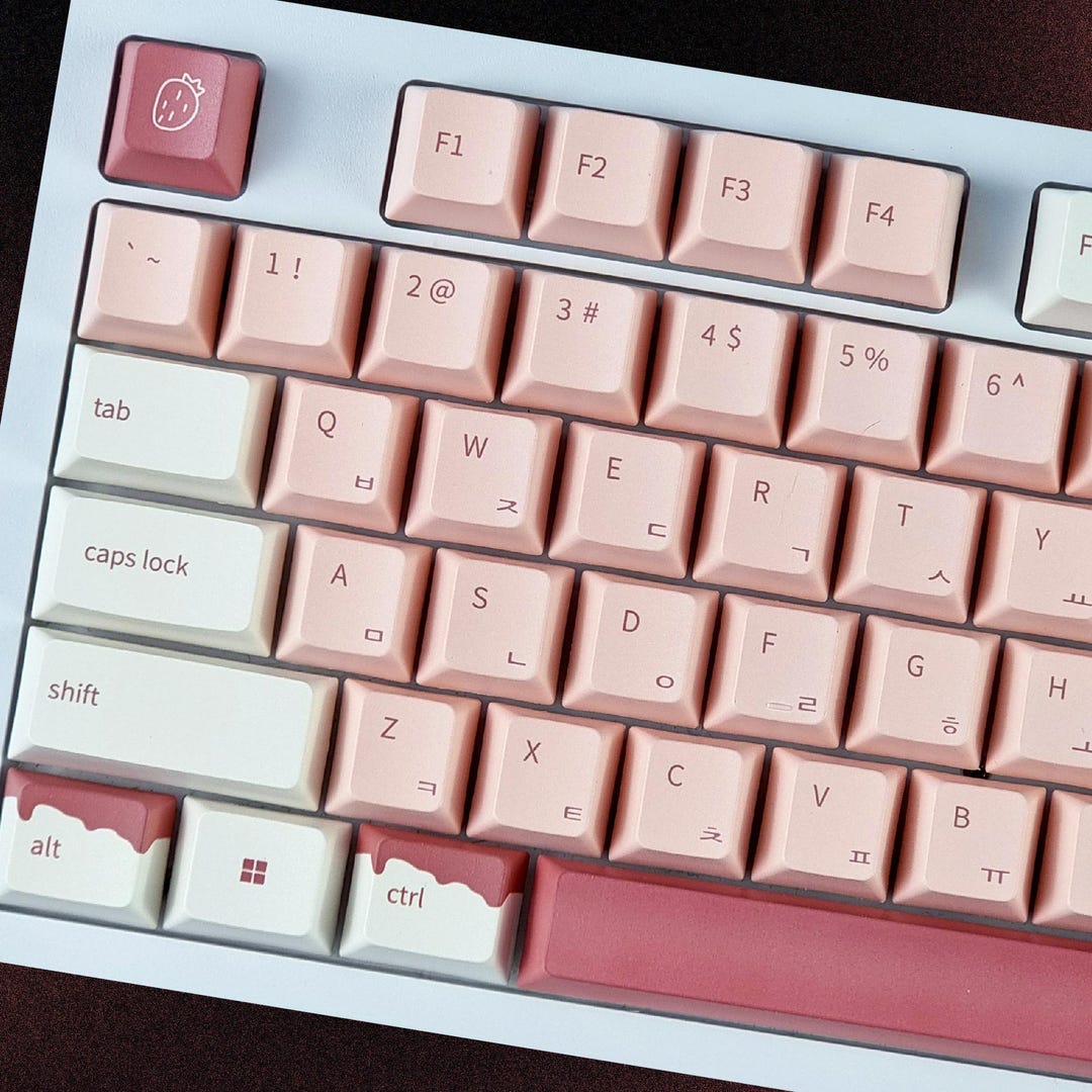 139 Keys Berry Velvet Delight Korean Keycap Set, PBT, Cherry, Hangul ...