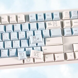 173 Keys Blue Bunny Korean Keycap Set, PBT, Cherry, Hangul Keycaps Kor ...