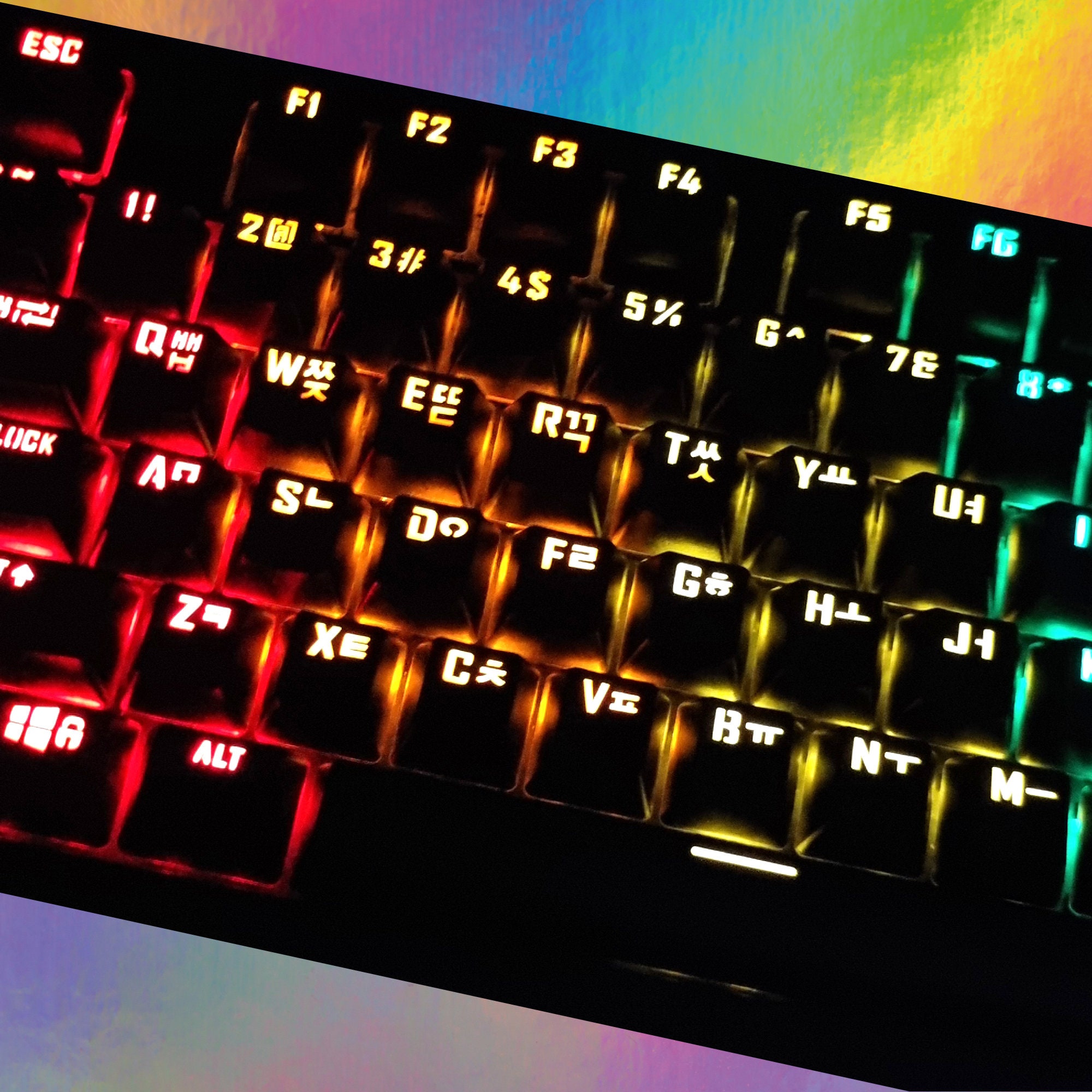 104 Keys Korean Keycap Set, Black/white, ABS, Led-transmissive, Double ...