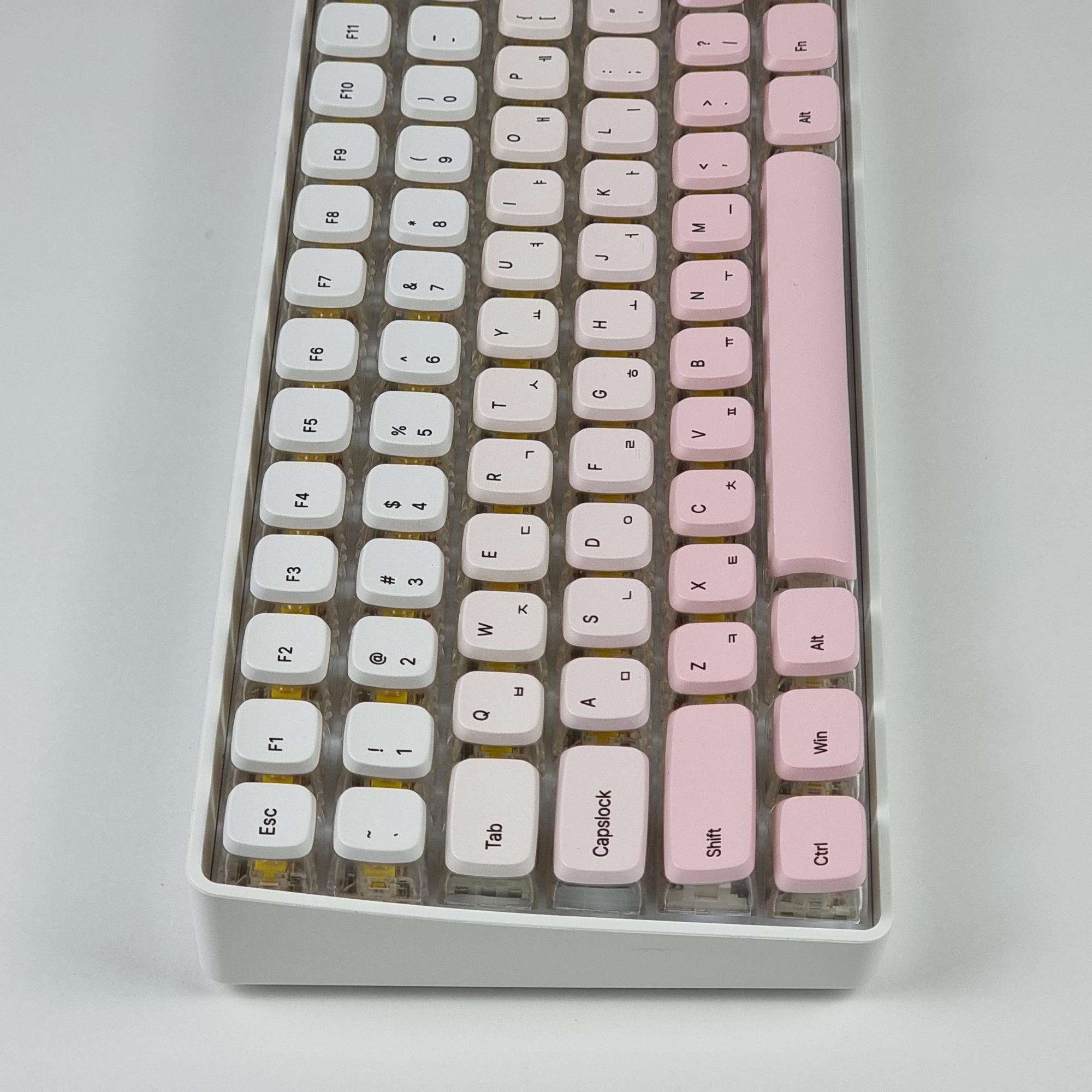 122 Keys Pink Gradient Korean Keycap Set, MAS, PBT, Transparent Side ...