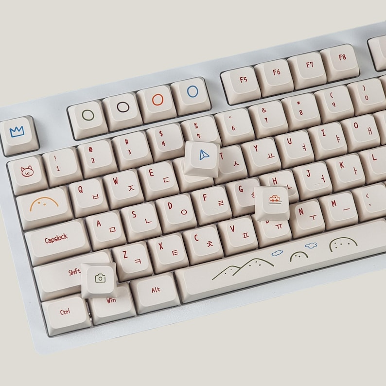 129 Keys Hangul Doodle Korean Keycap Set, PBT, XDA, Handwritten Hangul ...