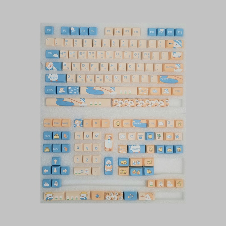 144 Keys Ducky Pop Korean Keycap Set, PBT, XDA Hangul Keycaps in Orange ...