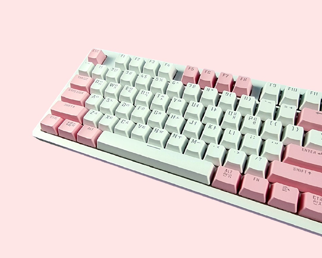 PBT Strawberry Korean Keycap Set, LED Transmissive 104 Keys, Hangul ...