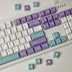 135 Keys Magnolia Korean Keycap Set, Cherry, Thick PBT (1.7mm), Cool ...
