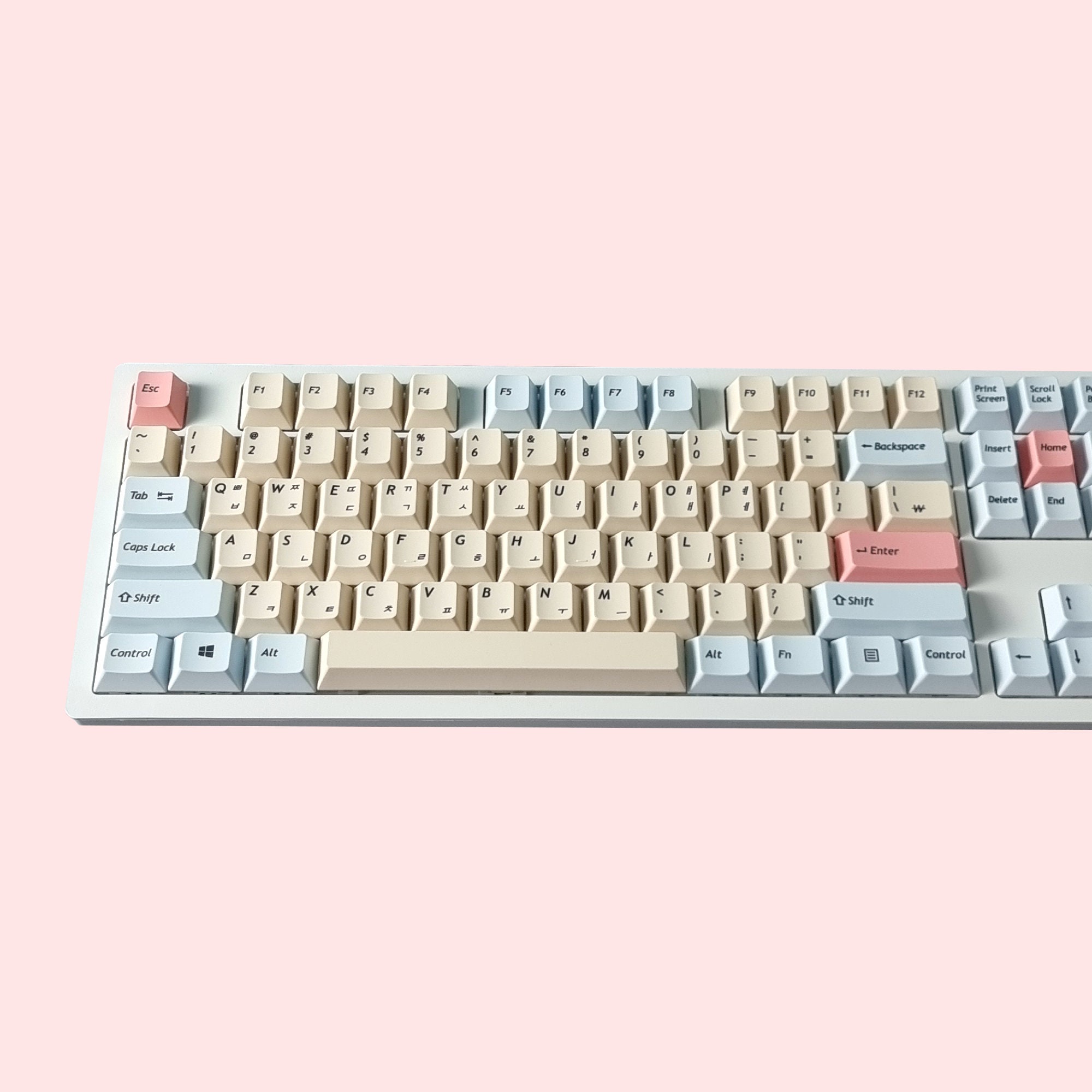 145 Keys Vintage Pastel Korean Keycap Set, PBT, Hangul Keycaps Korean ...
