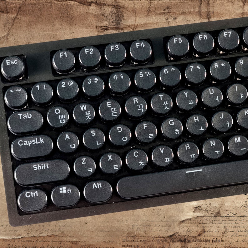 108 Keys Retro Typewriter Korean Keycap Set, ABS, Led-transmissive ...