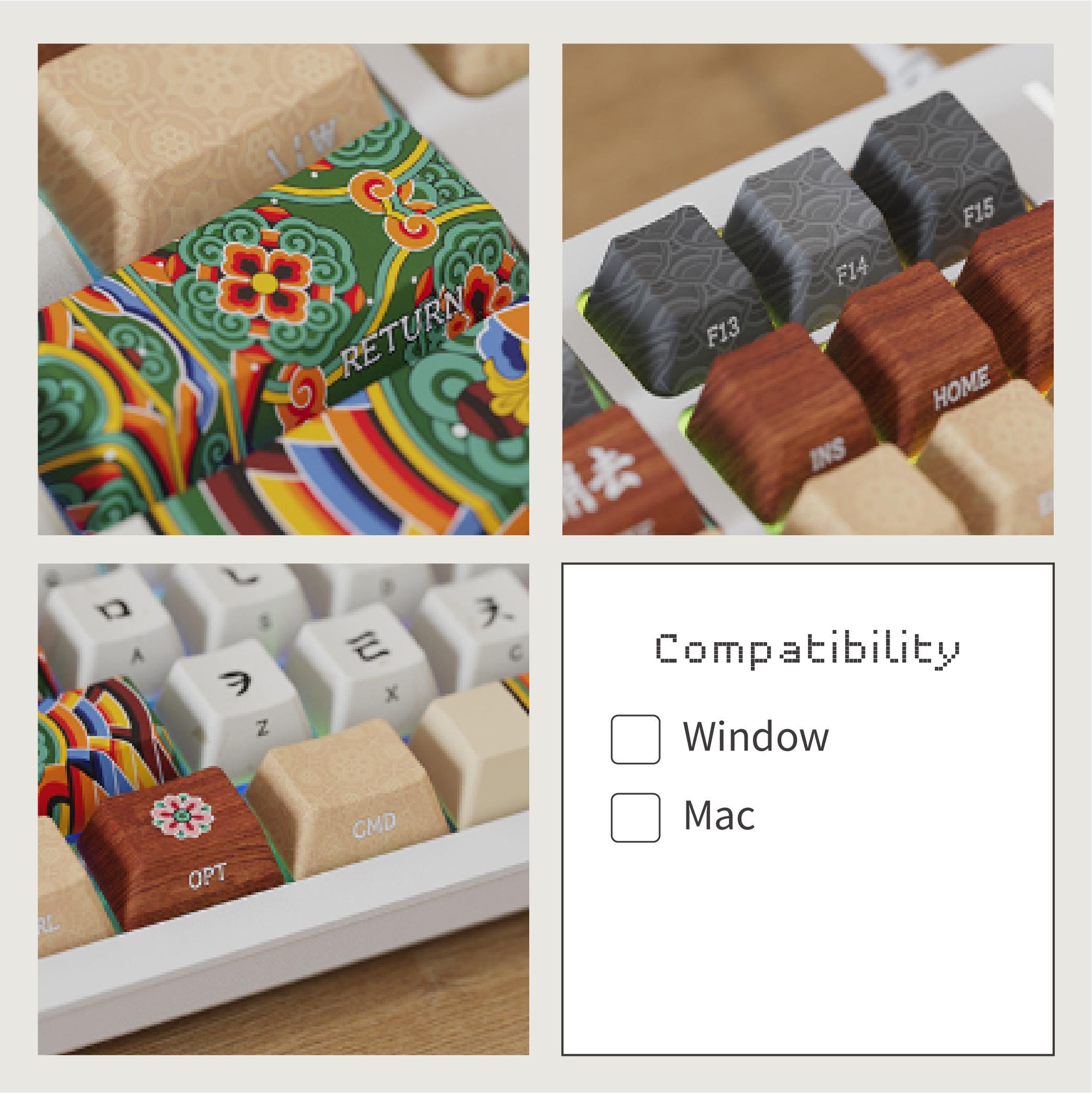 104 Keys Dancheong Korean Slate Pattern Keycap Set, Cherry, PBT ...
