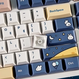 139 Keys Moon Rabbit Korean Keycap Set, PBT, Cherry, Hangul Keycaps Kor ...