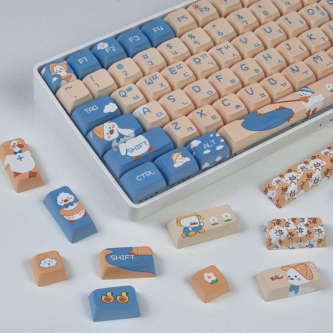 144 Keys Ducky Pop Korean Keycap Set, PBT, XDA Hangul Keycaps in Orange ...