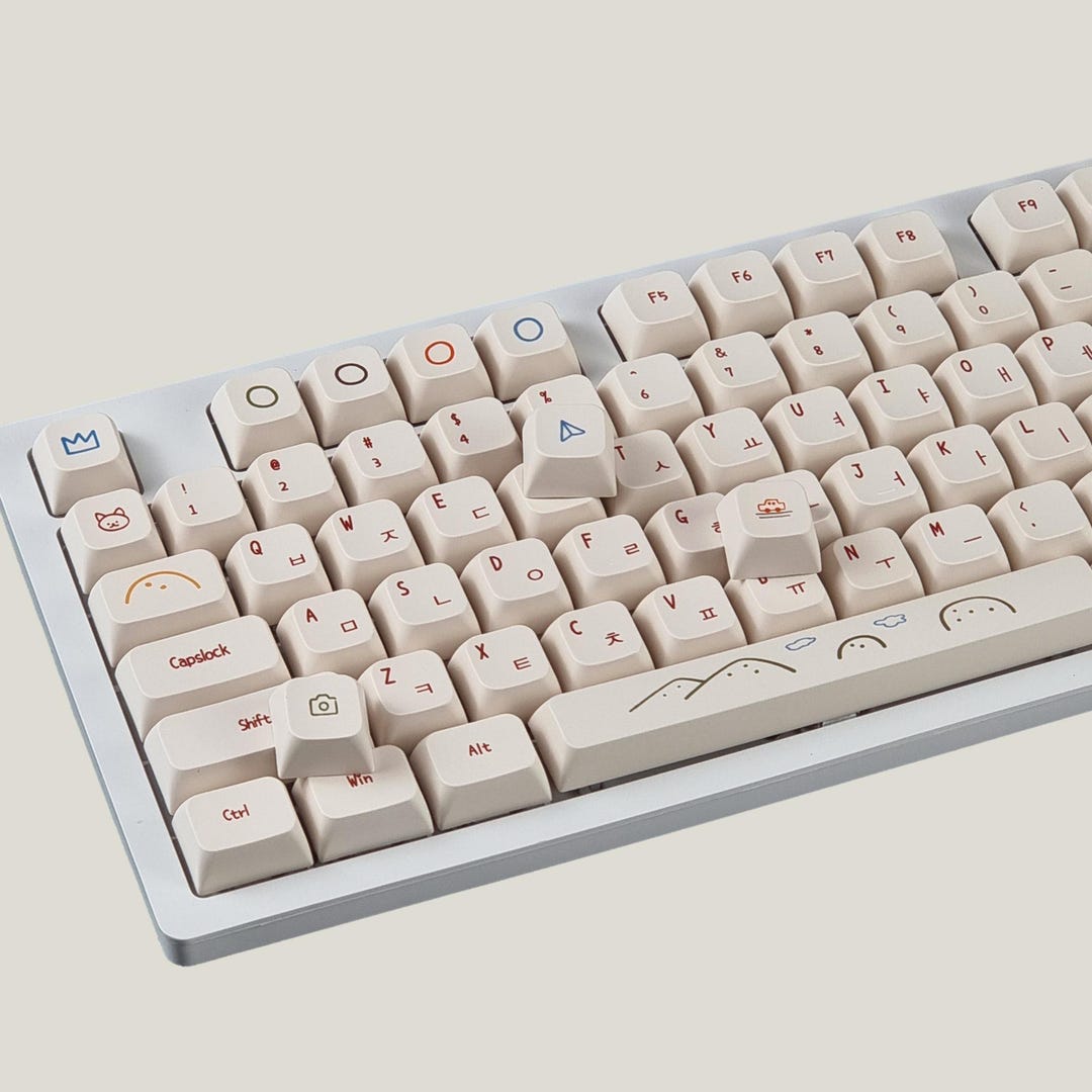 129 Keys Hangul Doodle Korean Keycap Set, PBT, XDA, Handwritten Hangul ...