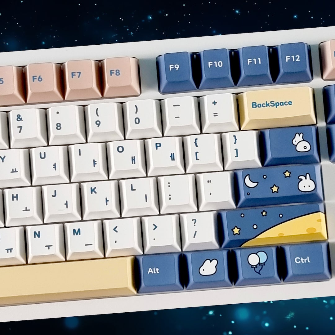 139 Keys Moon Rabbit Korean Keycap Set, PBT, Cherry, Hangul Keycaps Kor ...