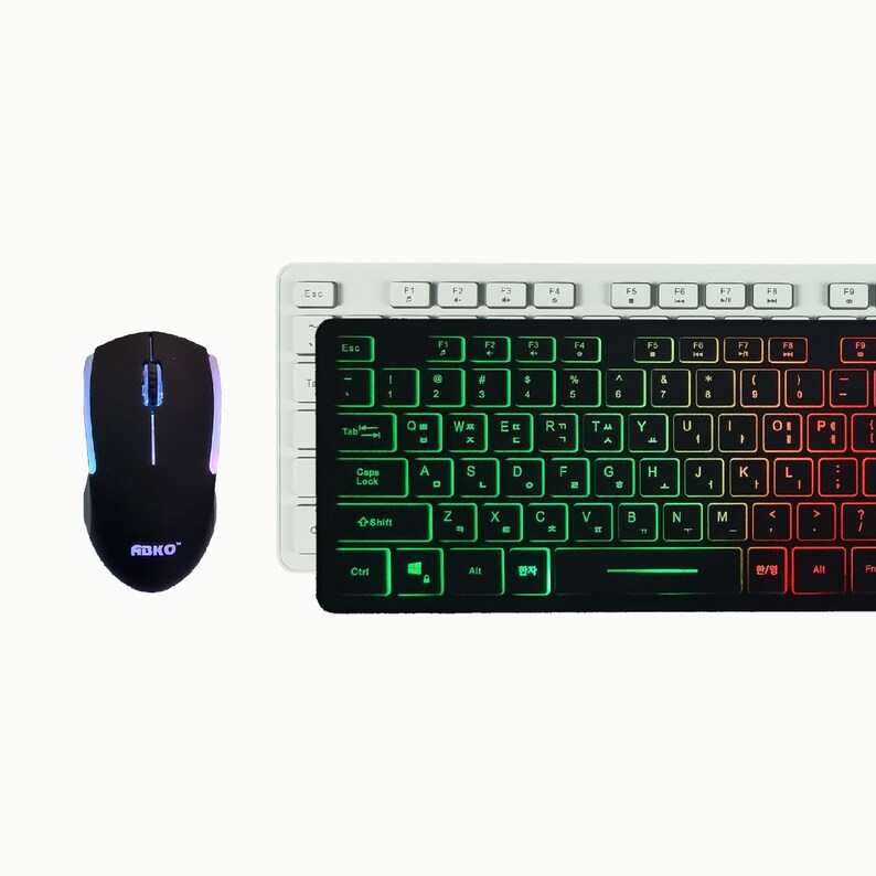 Korean Keyboard & Mouse Set Hangul Keyboard USB Membrane, LED Backlit ...