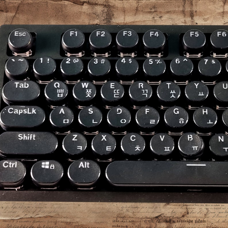 108 Keys Retro Typewriter Korean Keycap Set, ABS, Led-transmissive ...
