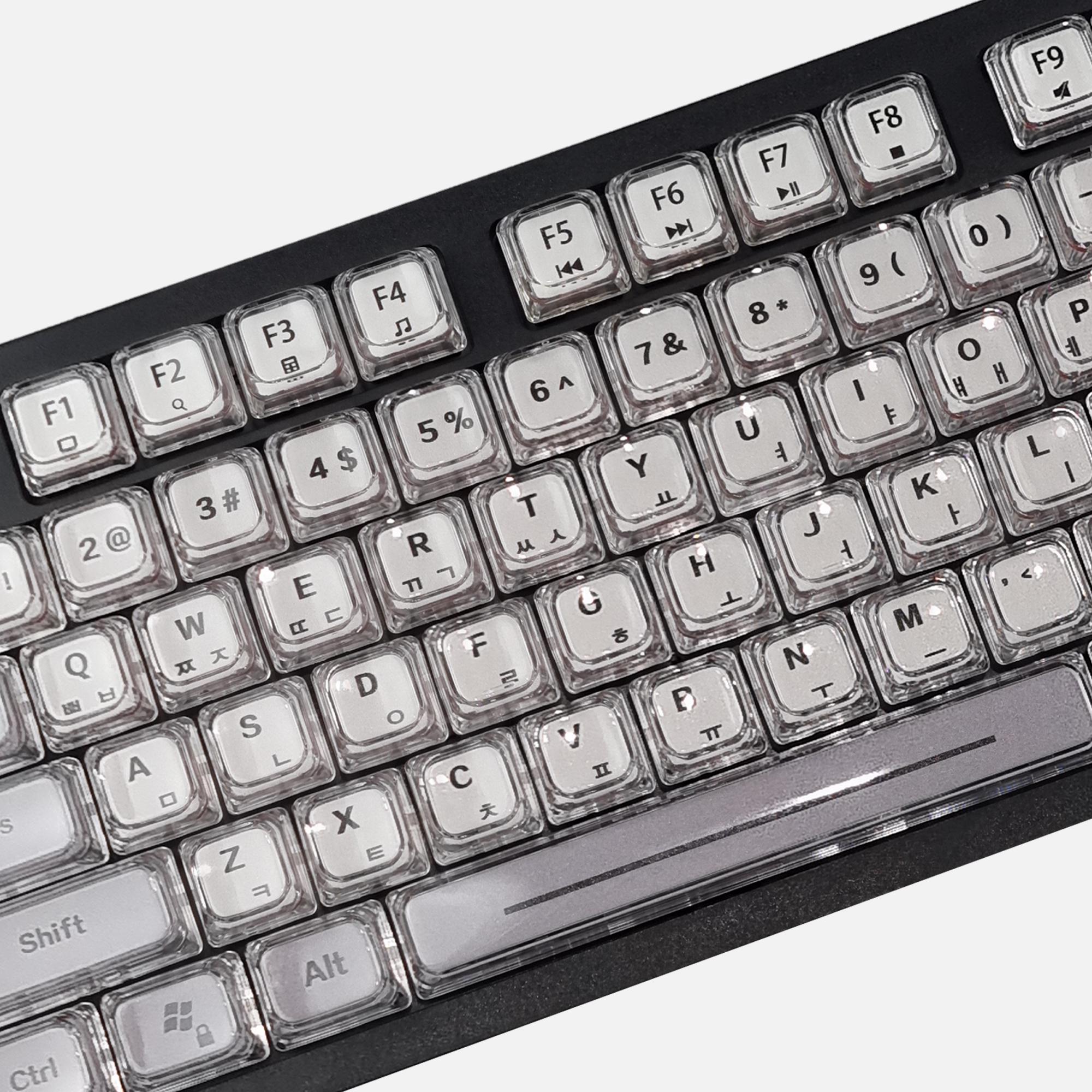 110 Keys Crystal Glow Korean Keycap Set, Transparent Korean Keycaps - Etsy