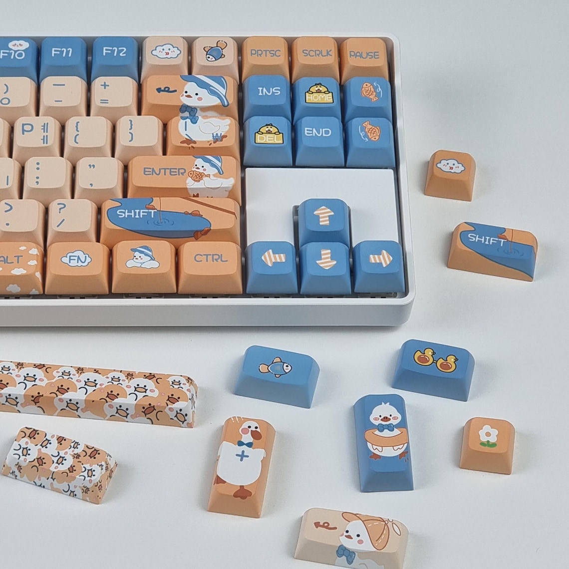 144 Keys Ducky Pop Korean Keycap Set, PBT, XDA Hangul Keycaps in Orange ...