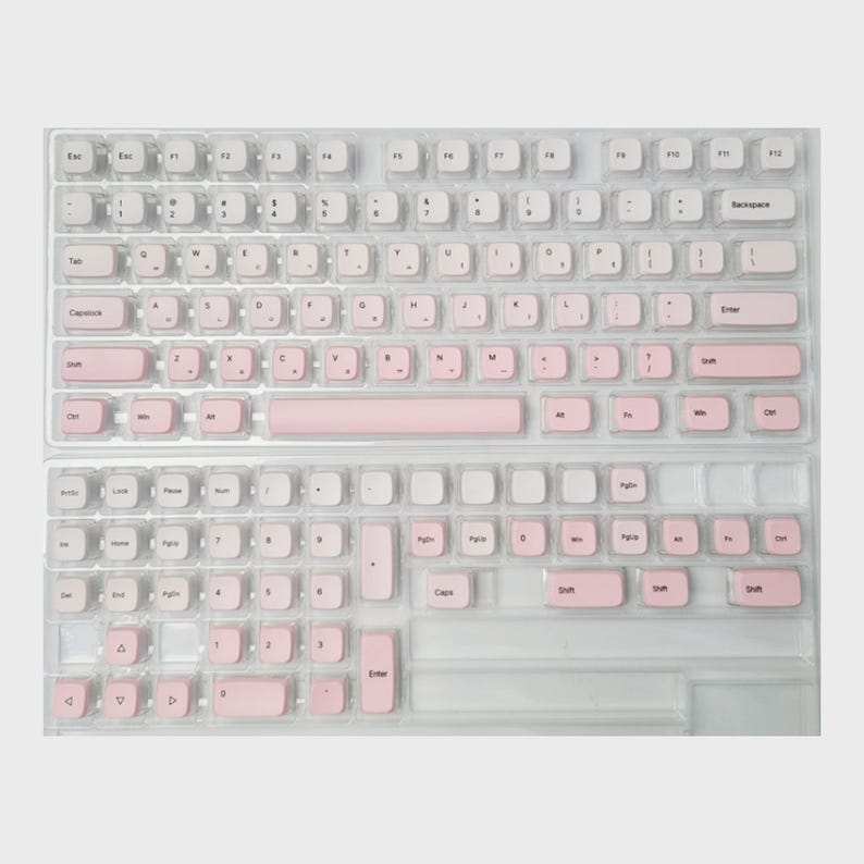 122 Keys Pink Gradient Korean Keycap Set, MAS, PBT, Transparent Side ...
