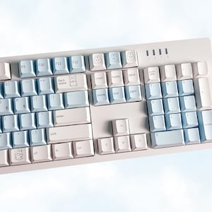 173 Keys Blue Bunny Korean Keycap Set, Cherry, PBT, Sketch Rabbit ...