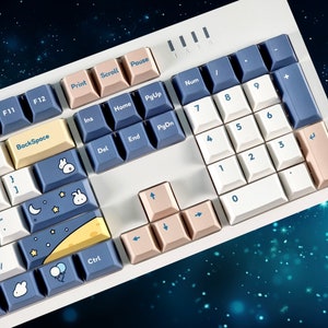 139 Keys Moon Rabbit Korean Keycap Set, PBT, Cherry, Hangul Keycaps Kor ...