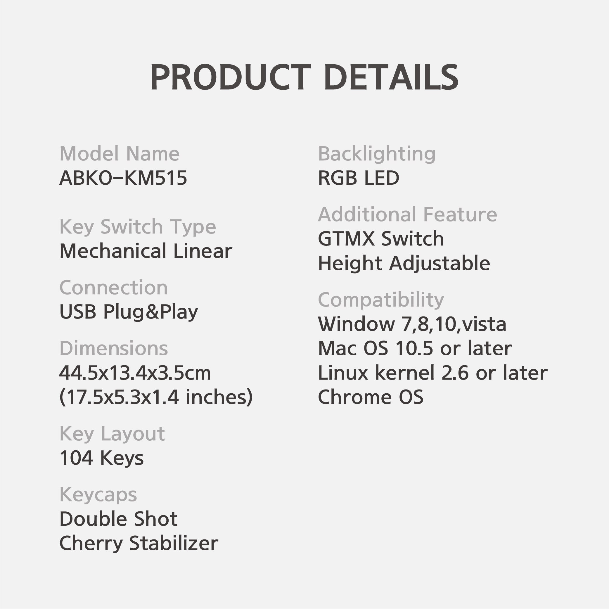 USB Korean Mechanical Keyboard - Hangul Keyboard Linear, RGB Backlit ...
