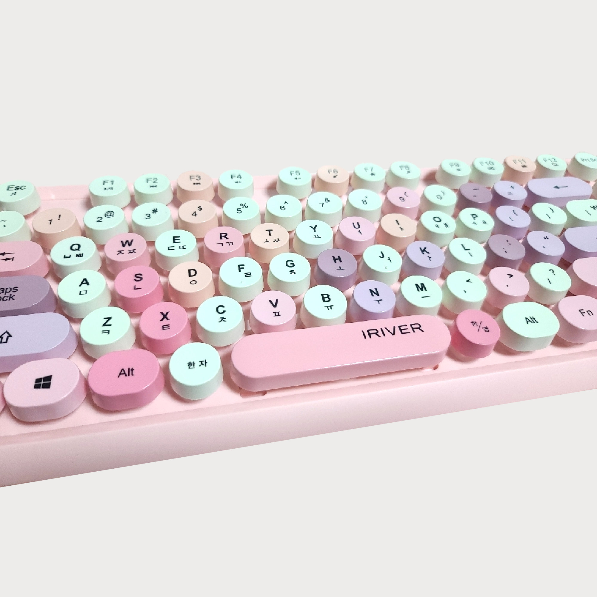 Retro Bluetooth Korean Keyboard & Mouse Set, Pink and Gray Color ...