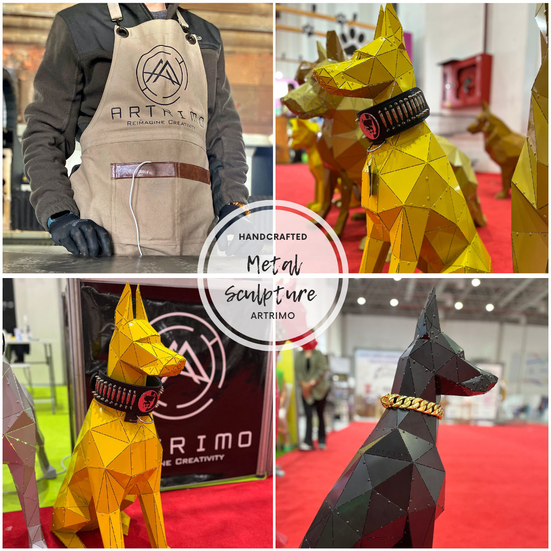 3D Metal Sitting Doberman Sculpture – Decorative Dog Statue for Home ...