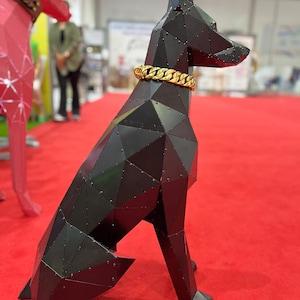 3D Metal Sitting Doberman Sculpture – Decorative Dog Statue for Home ...