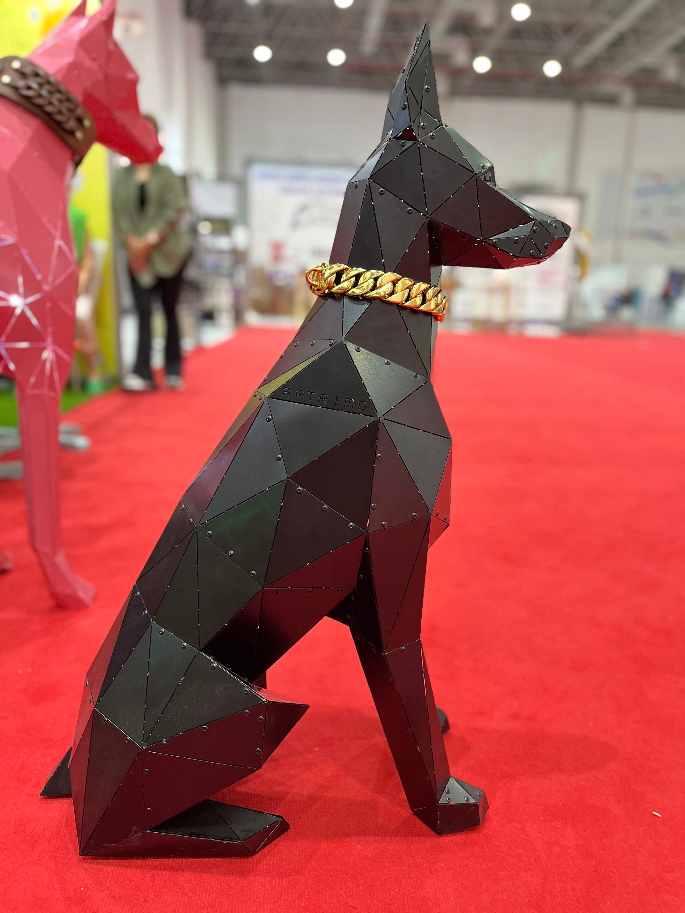 3D Metal Sitting Doberman Sculpture – Decorative Dog Statue for Home ...