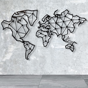 Metal World Map, 2D Black Maps Metal Wall Art, Best Gift for Travelers ...